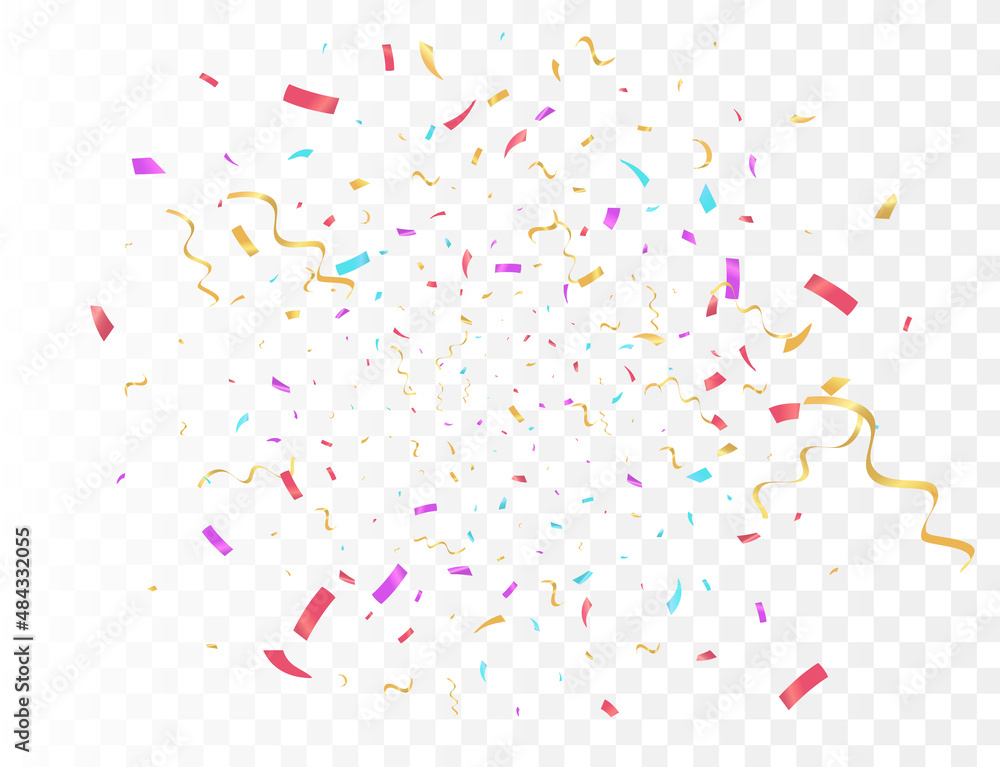 Confetti burst explosion On Transparent Background Color flying ribbons ...