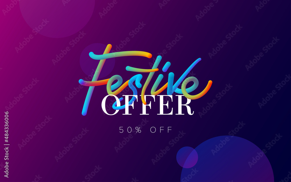Festive Offer Banner Background with Trending 3D Text Typography Stock ...