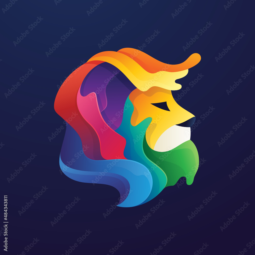 Abstract Colorful Lion Head Logo Stock Vector | Adobe Stock Abstract Colorful Lion Head Logo Stock Vector | Adobe Stock