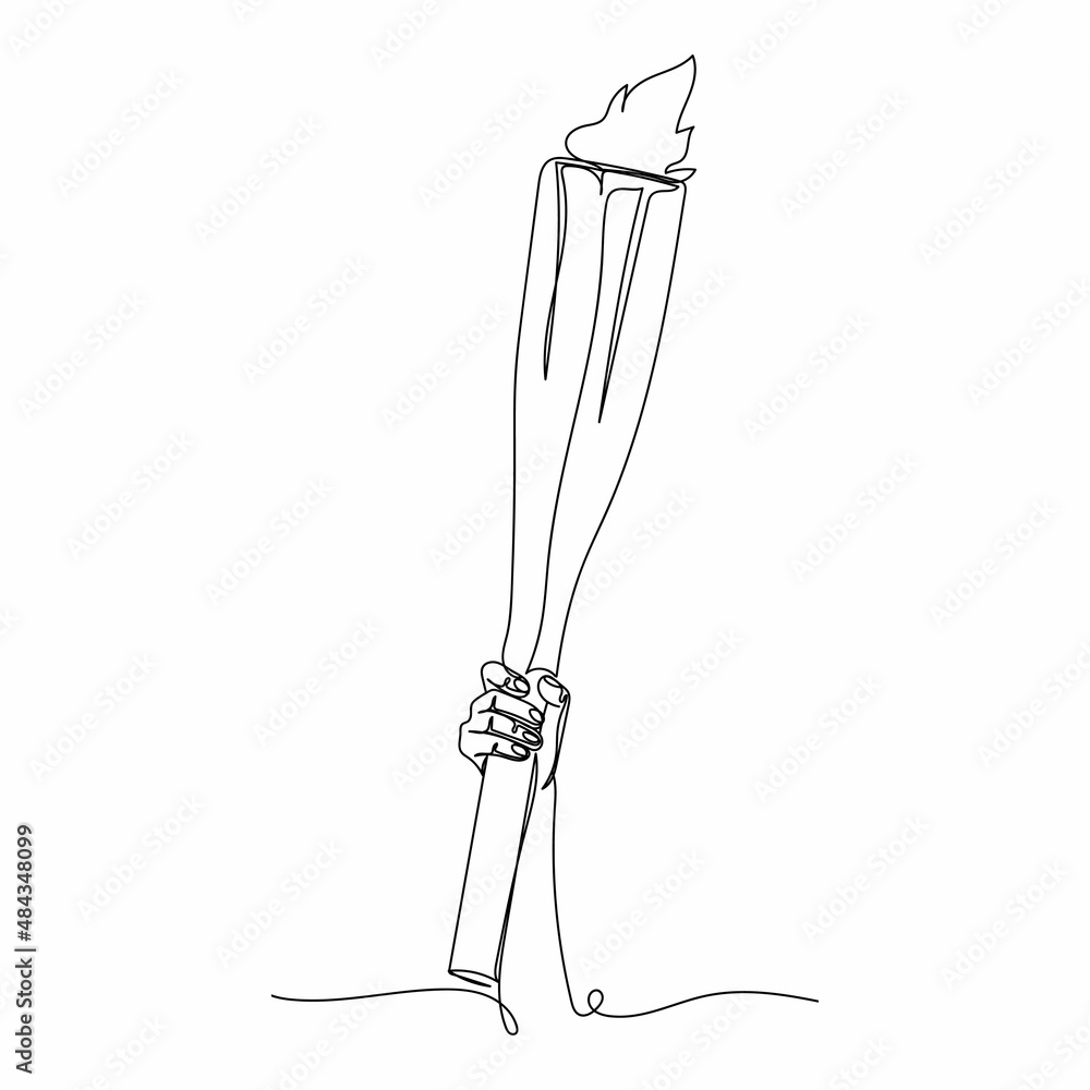 Continuous one simple single abstract line drawing of olympic flame ... Continuous one simple single abstract line drawing of olympic flame ...