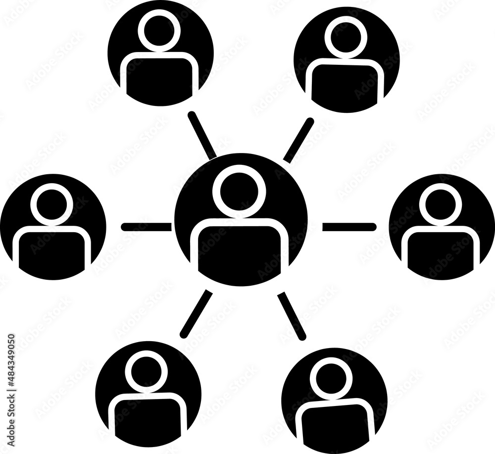 Teamwork Icon Vector Group of People Network and Connected Business ...