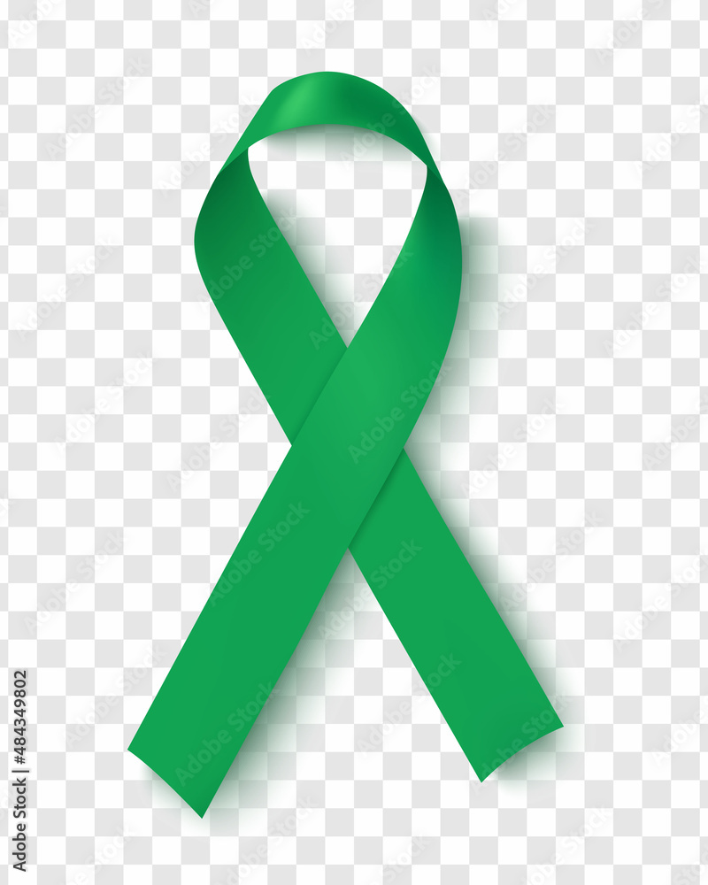 Liver Cancer Awareness Month. Emerald Green Color Ribbon Isolated On ...