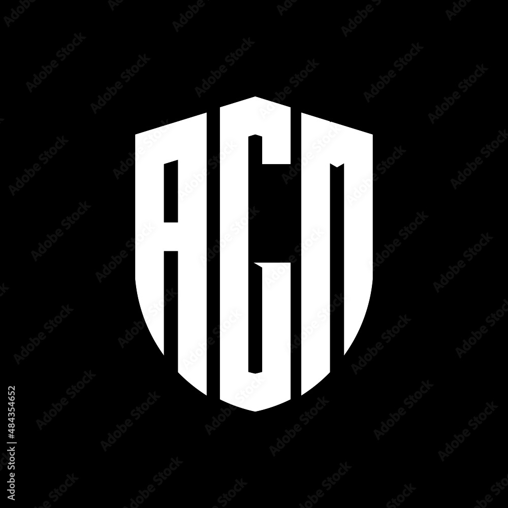 AGM letter logo design. AGM modern letter logo with black background ...