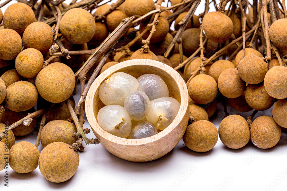 Bunch of Longan isolated on a white background, It's tropical and ...