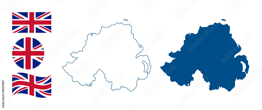 Northern Ireland map. Detailed blue outline and silhouette. Country ...