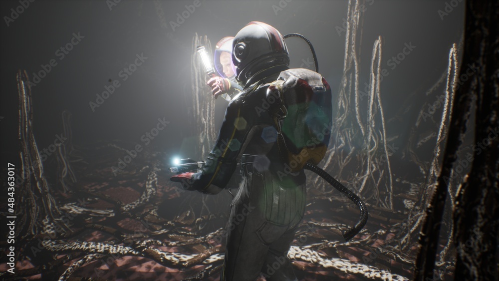 Photo Astronauts on an alien planet find themselves in a cave with ...