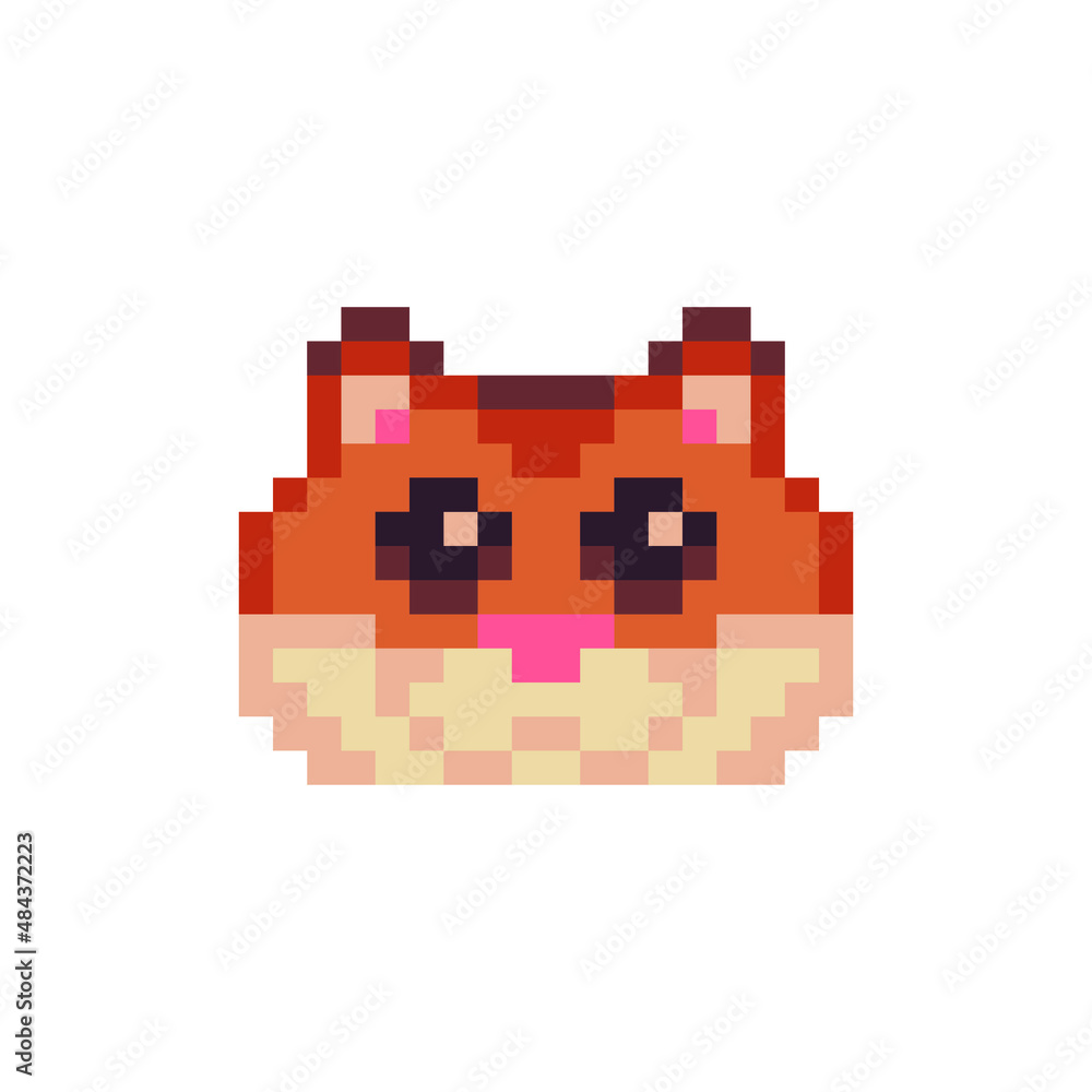 Vetor de Cute hamster pixel art icon. Design for logo, sticker and ...