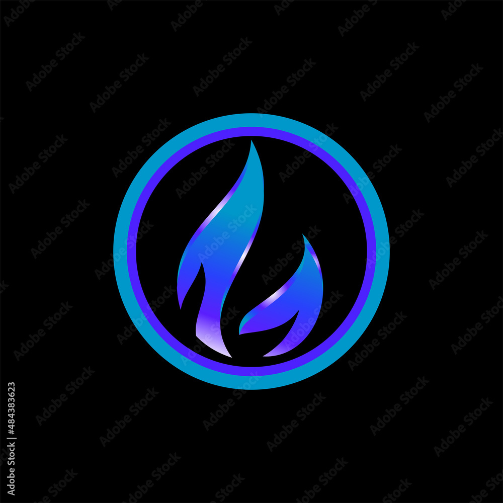 Blue Fire Circle Abstract Mark Pictorial Emblem Logo Symbol Iconic ...