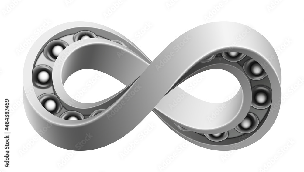 Bearing curved like infinity sign. Industrial technology and machine ...