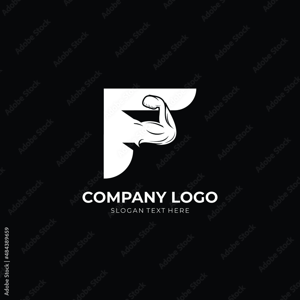 Letter F Logo With barbell bicep. Fitness Gym logo. Love fitness logo ...