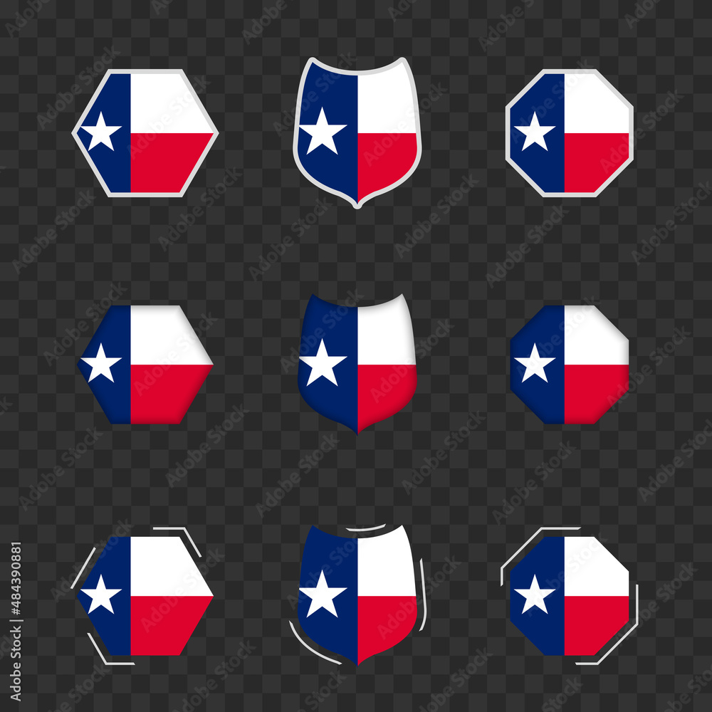 National symbols of Texas on a dark transparent background, vector ...