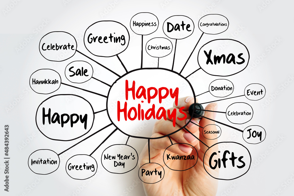 Happy Holidays mind map with marker, holiday concept for presentations ...