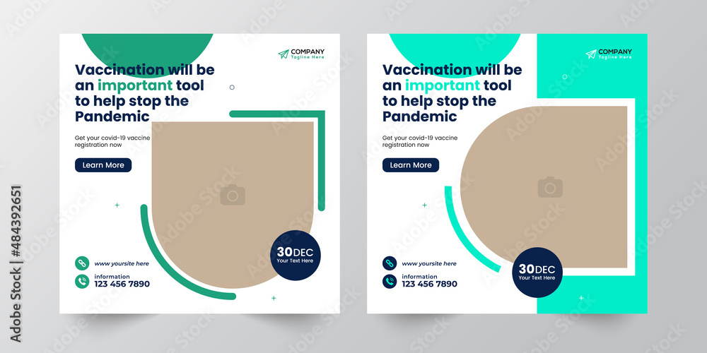 Medical vaccination social media post template. Modern square banner ...