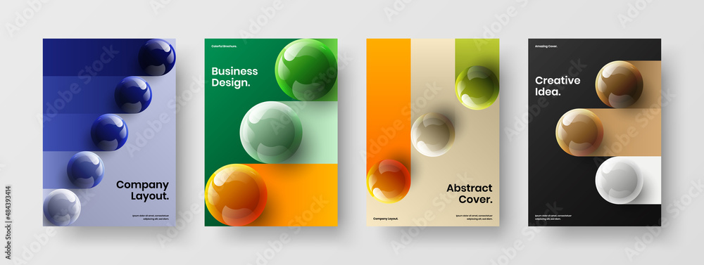Fresh 3D balls pamphlet illustration collection. Isolated cover vector ...