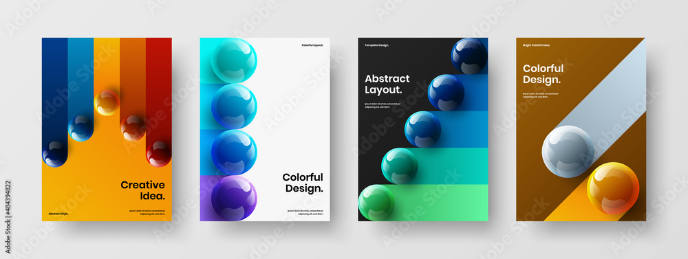 Amazing 3D balls magazine cover template composition. Minimalistic ...