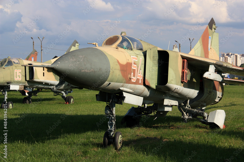 Exterior view of a Mikoyan-Gurevich MiG-23 "Flogger" third-generation ...