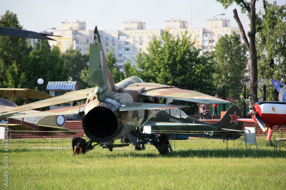 Rear view of a Mikoyan-Gurevich MiG-23 "Flogger" third-generation jet ...