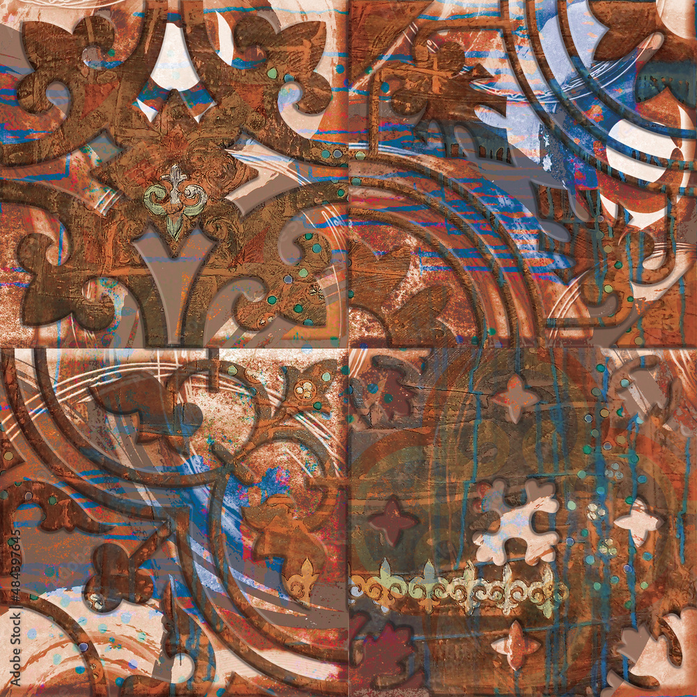 Multicolor digital wall tiles design for interior abstract home decor ...