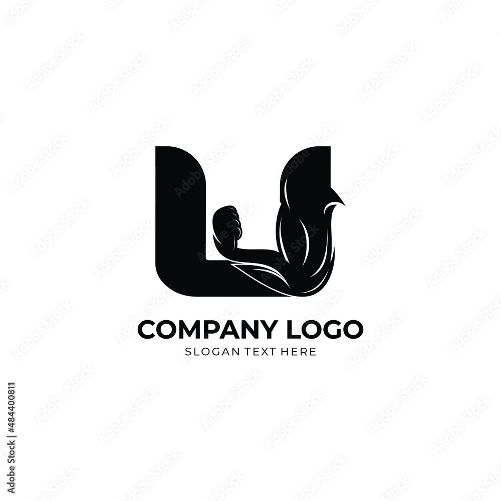 Letter U Logo With barbell bicep. Fitness Gym logo. Love fitness logo ...