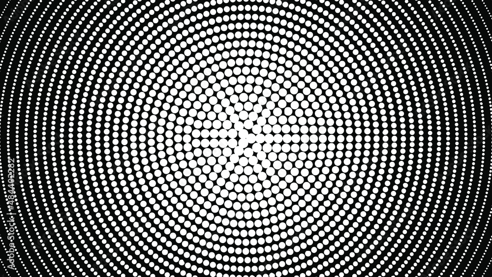 Black and white halftone spiral vortex. Monochrome background with ...