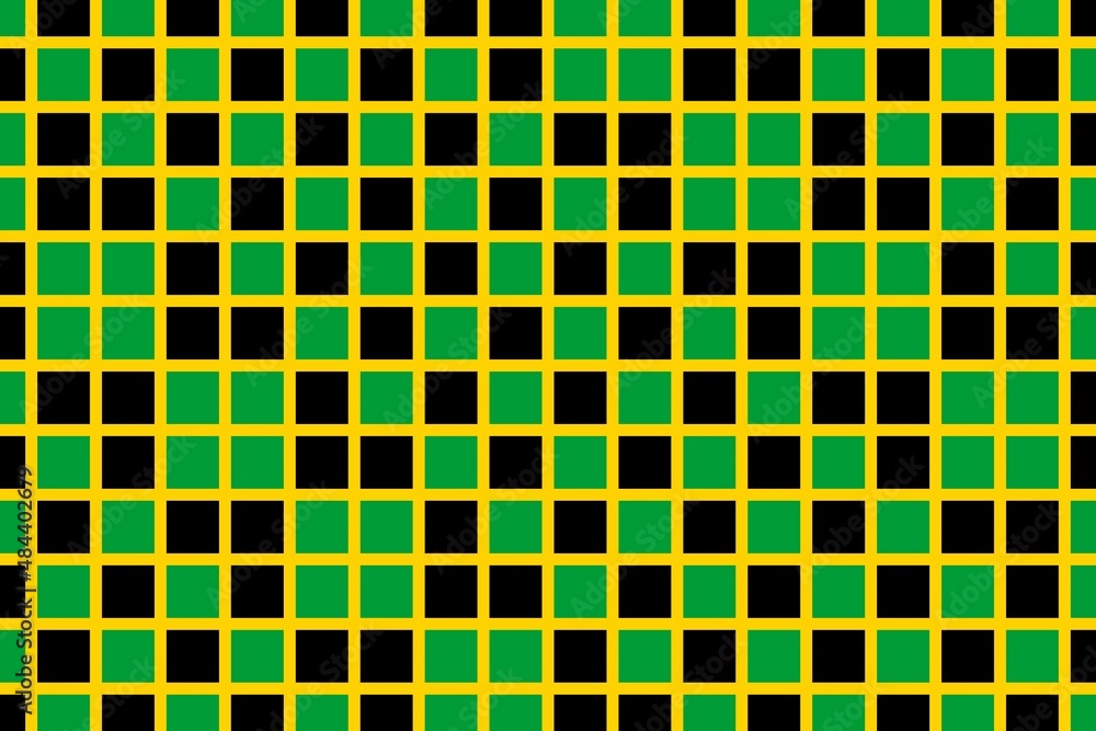 Geometric pattern in the colors of the national flag of Jamaica. The ...