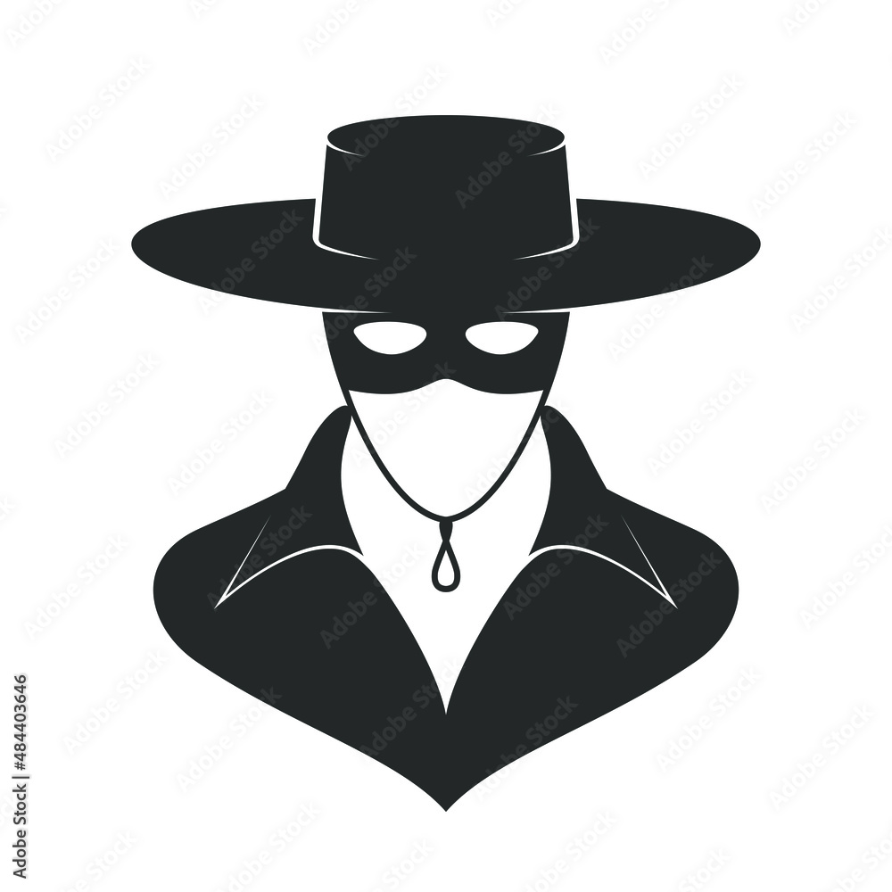 Mask Zorro graphic icon. Mask unknown sign isolated on white background ...