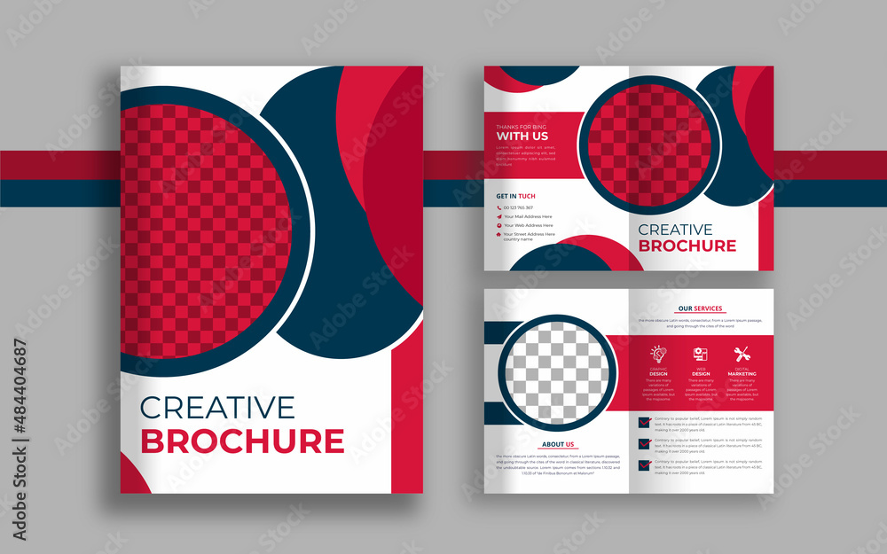 Bi fold brochure flyer design. Business template for Bi fold flyer Stock Vector | Adobe Stock