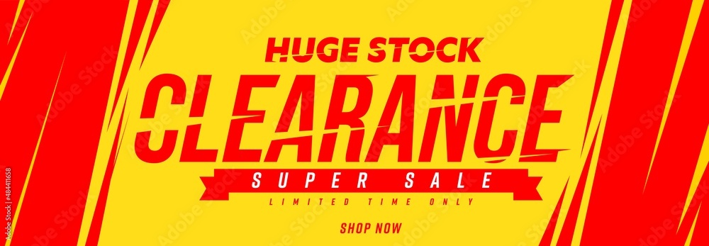 Bright clearance sale banner with special offer. Purchase with discount ...