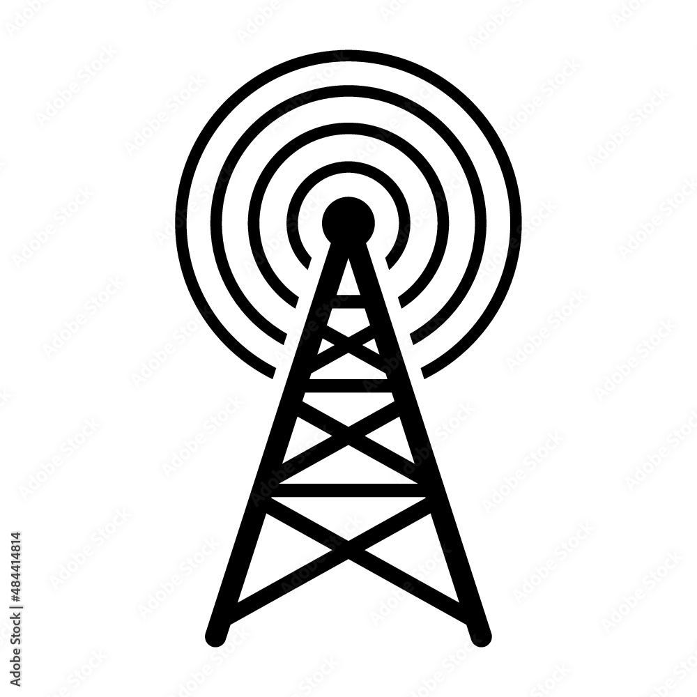 Radio tower icon. Outline vector illustration isolated on white background. Stock Vector | Adobe ...