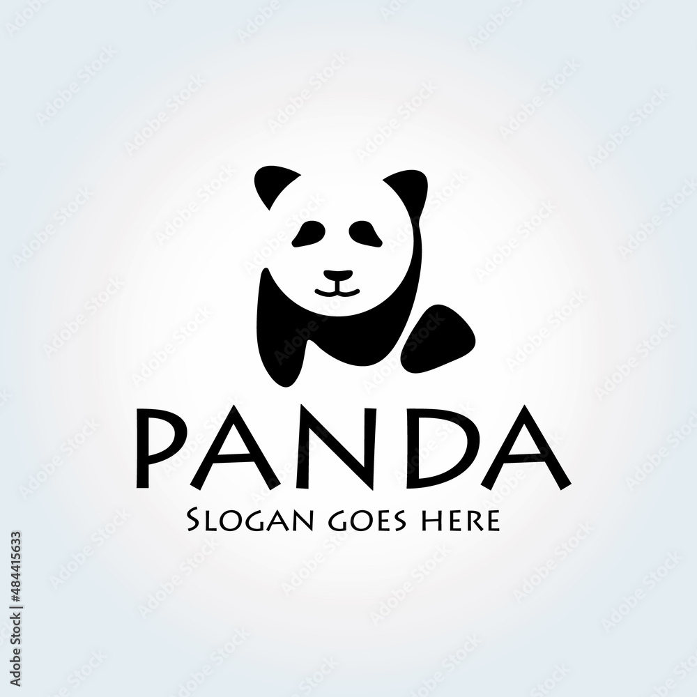Panda bear Logo design vector eps template. Panda animal Funny Lazy ...