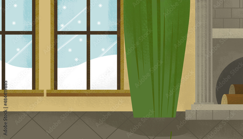 cartoon scene with castle palace room illustration Stock Illustration ...