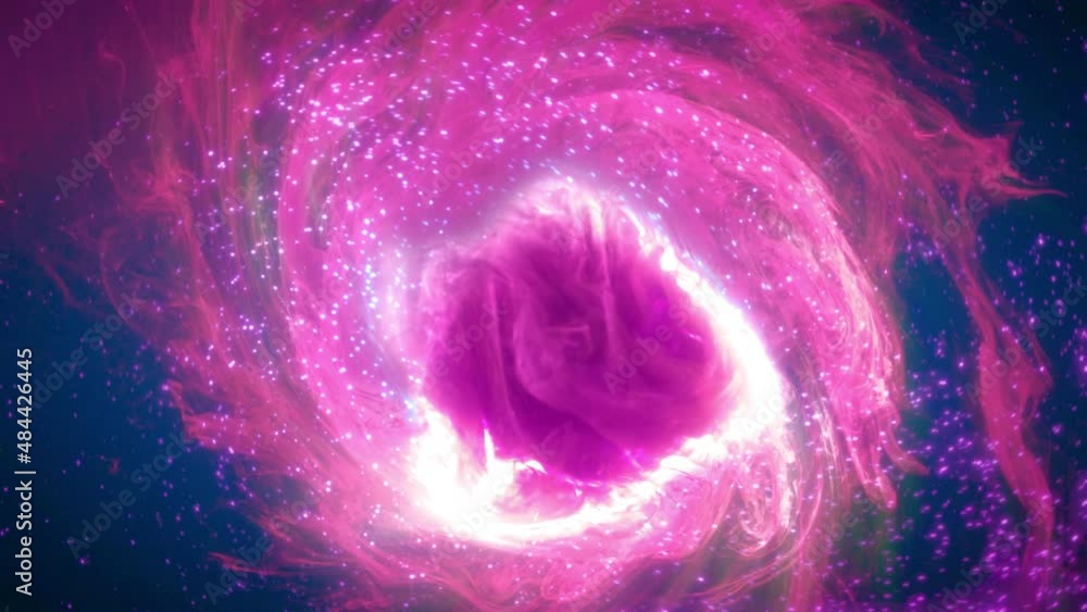 Hypnotic abstract pink blue particle vortex swirl. Concept 3D animation ...