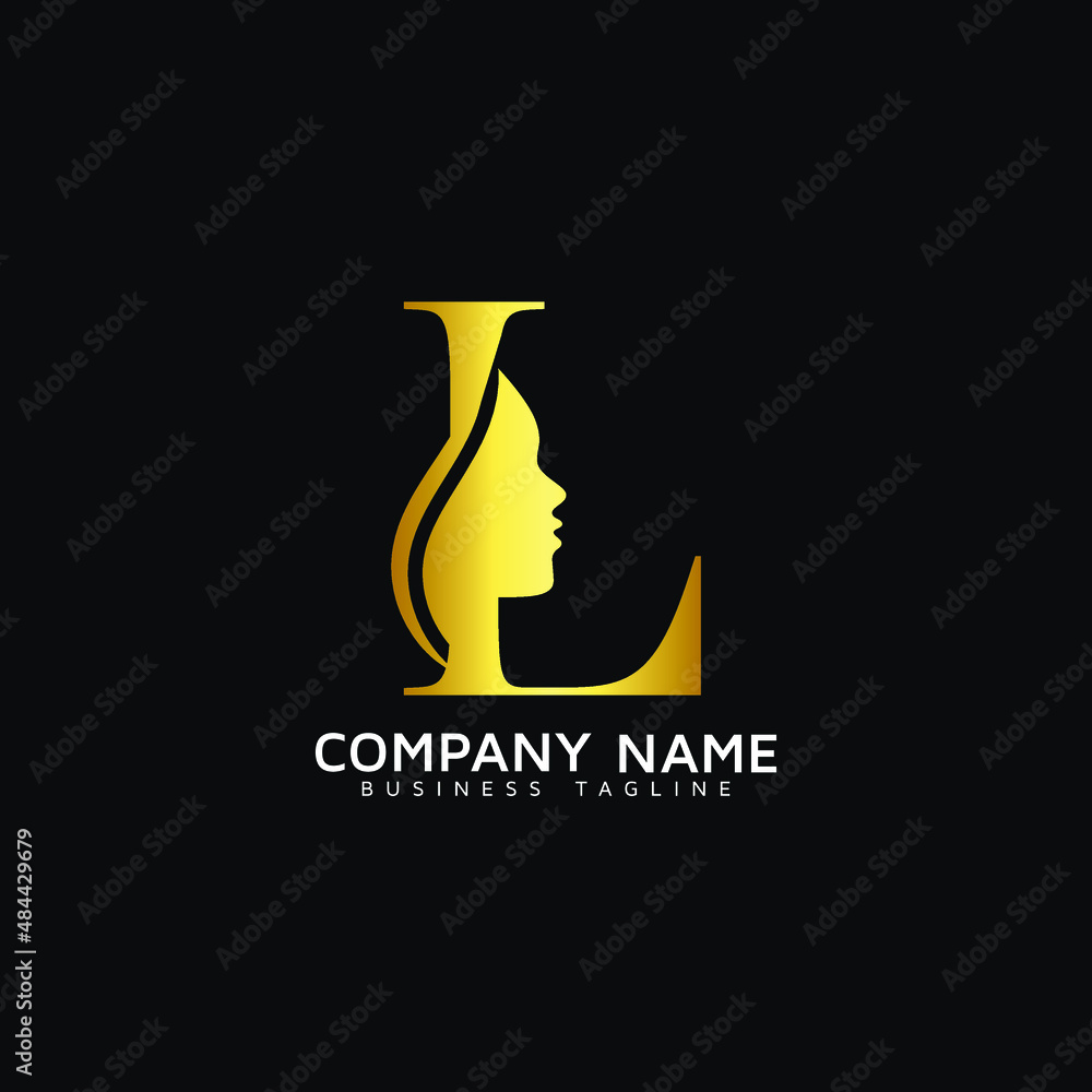L Letter Beauty Face initial L luxury beauty queen woman face logo ...