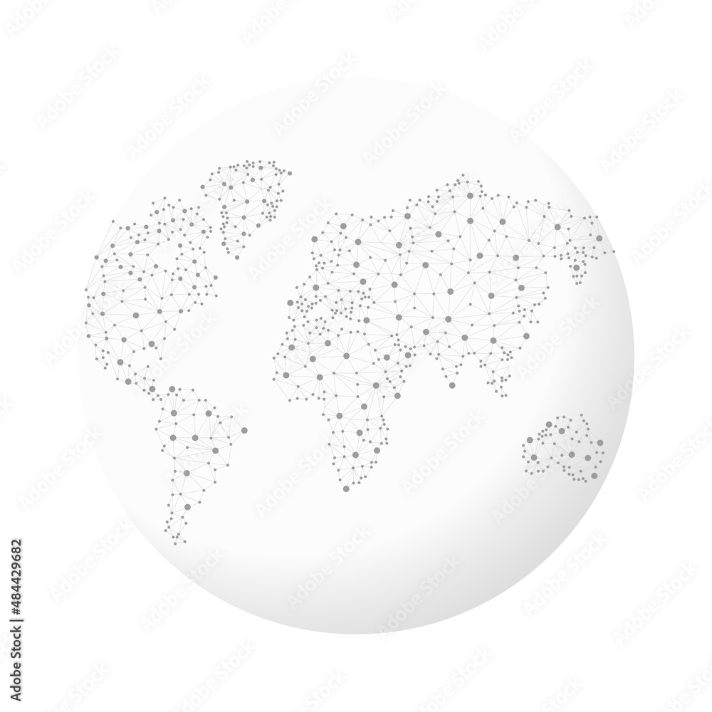 World map with connected triangular shapes. Earth globe with polygonal ...