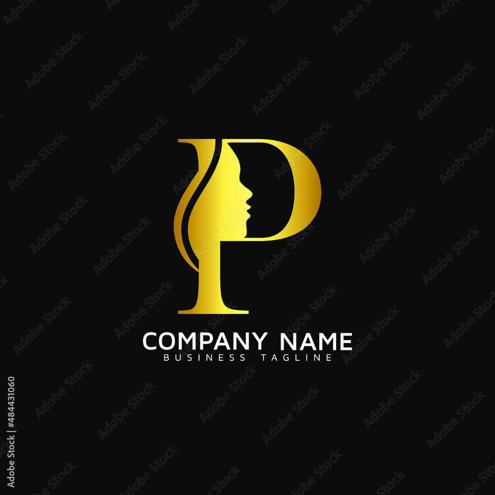 P Letter Beauty Face initial P luxury beauty queen woman face logo ...