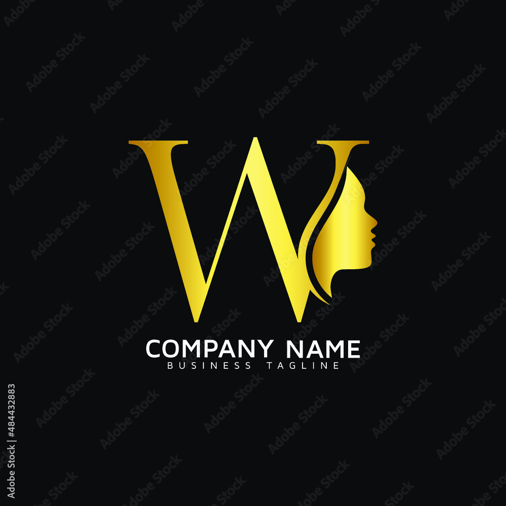 W Letter Beauty Face initial W luxury beauty queen woman face logo ...