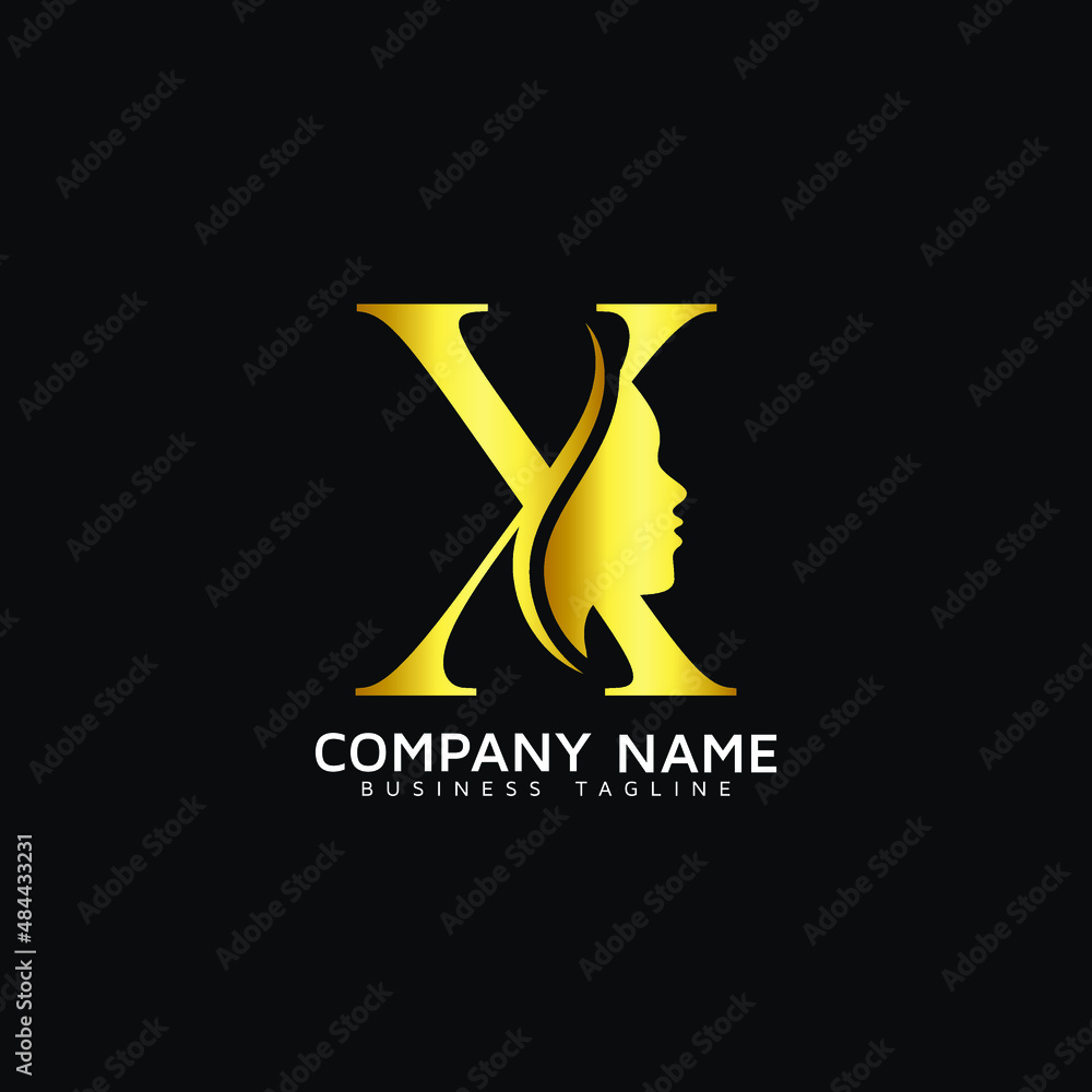 X Letter Beauty Face initial X luxury beauty queen woman face logo ...