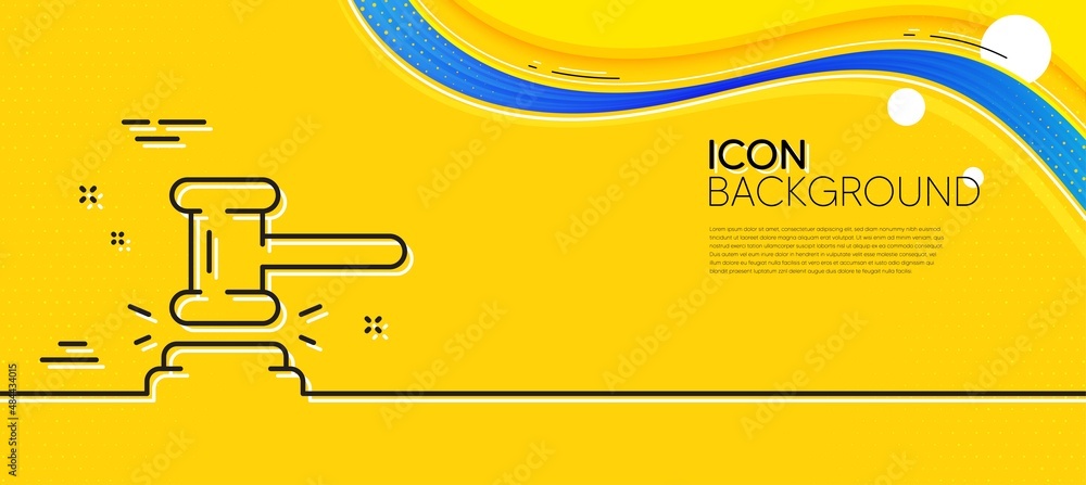 Judge hammer line icon. Abstract yellow background. Court judgement ...