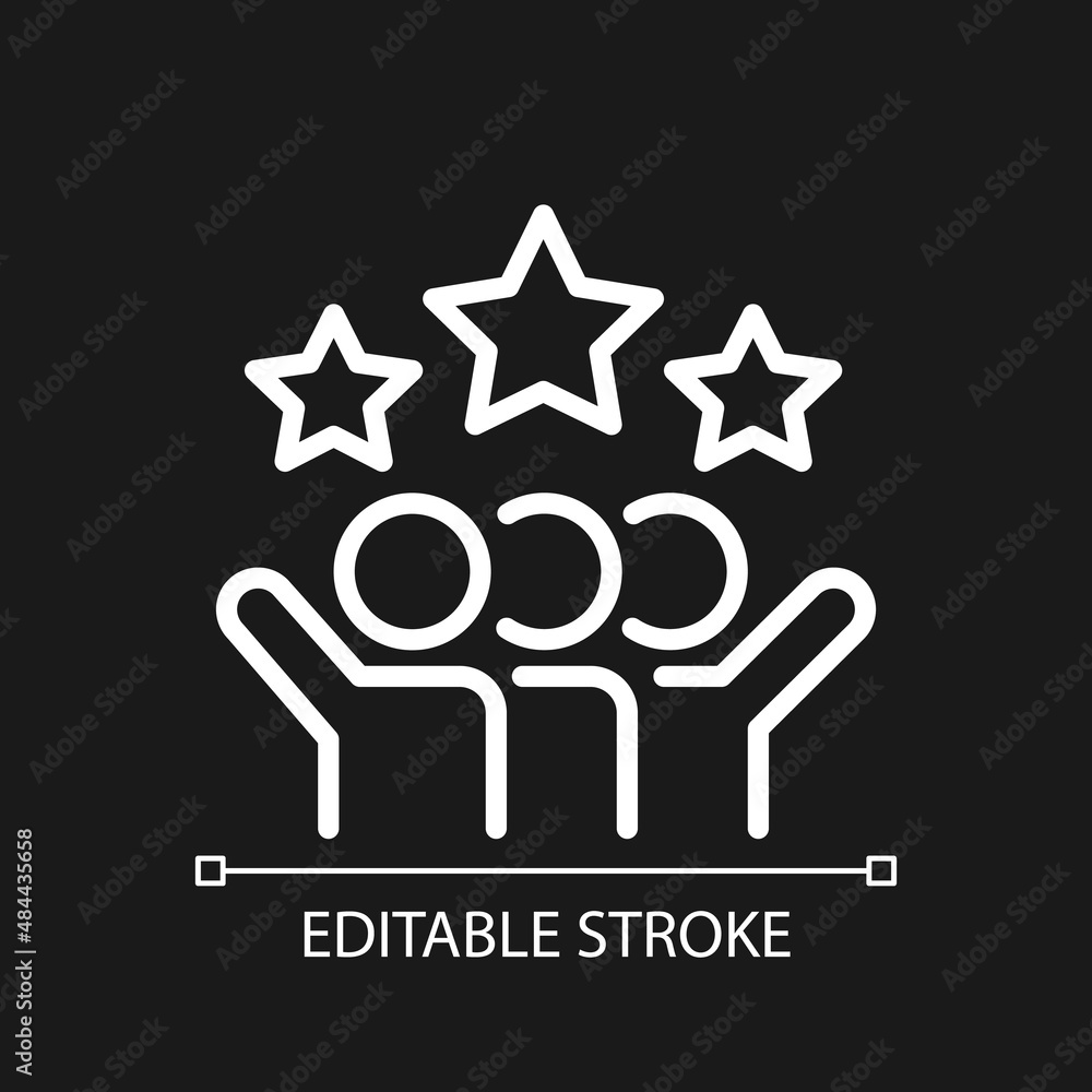 Stockvector Teamwork success pixel perfect white linear icon for dark ...