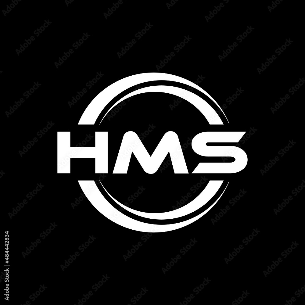 Vecteur Stock HMS letter logo design with black background in ...