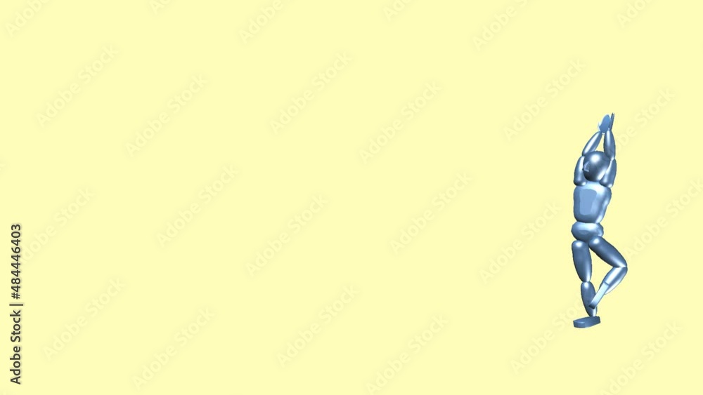 Animated Background Yoga Positions Yellow Dummy Robot Silhouette ...