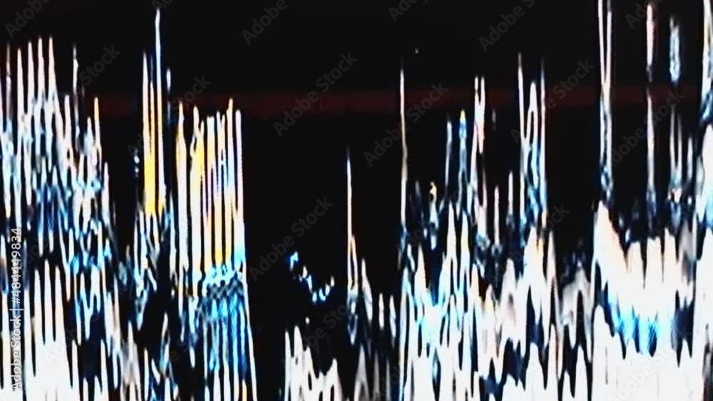 Digital glitch. Screen distortion overlay. Signal interference. Blue ...