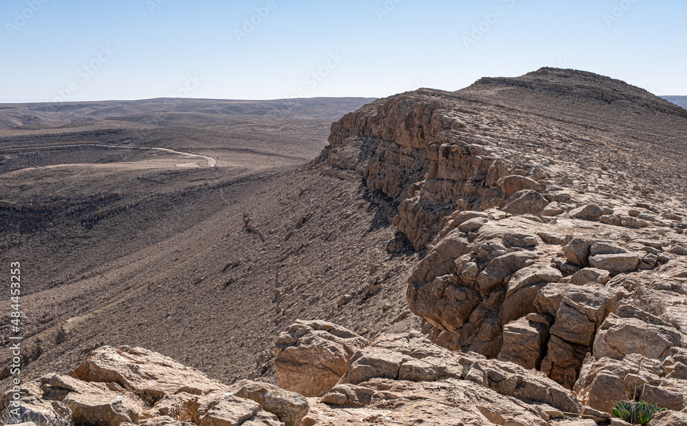 View of Ramon Crater western end as seen from Mount Ramon, a 500 m deep ...