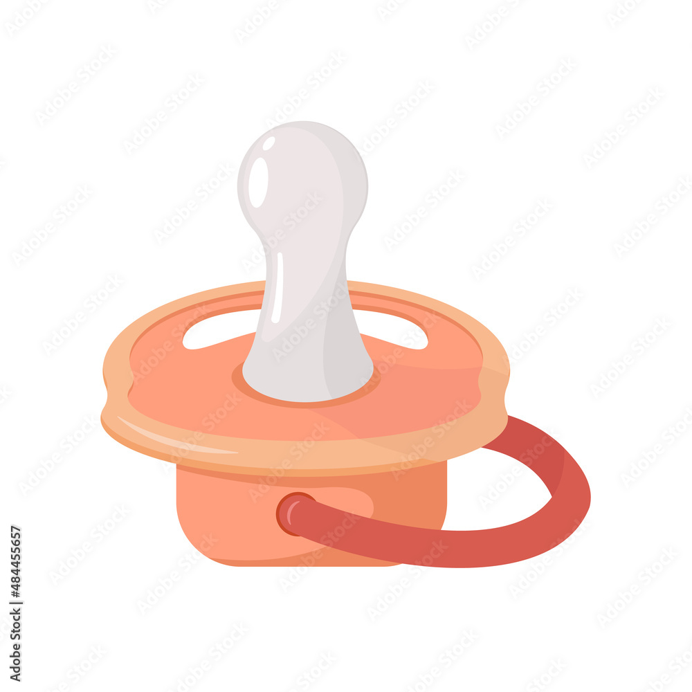 Orange Pacifier nipple for newborn baby anatomical with ring. Pacifier ...