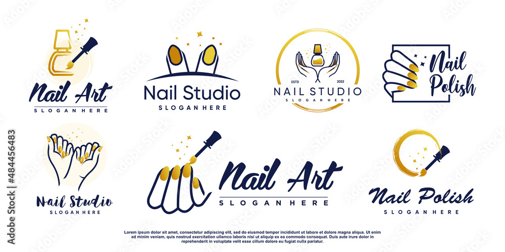 Nail logo collection with creative element concept Premium Vector Stock ...