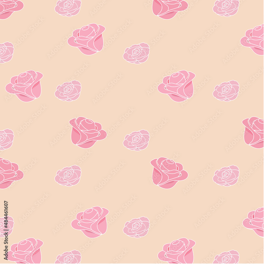 Cute pink rose pattern background, seamless vector,rose background ...