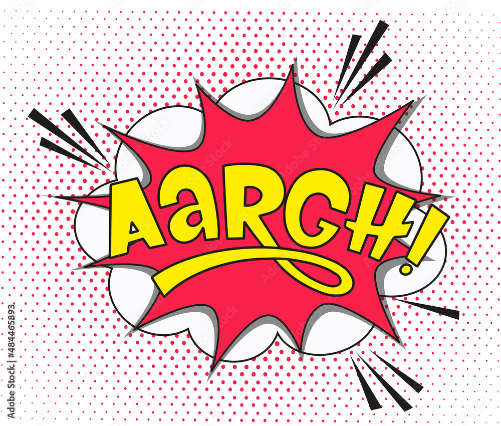 Comic lettering aargh with red lips and an open mouth. Vector bright ...