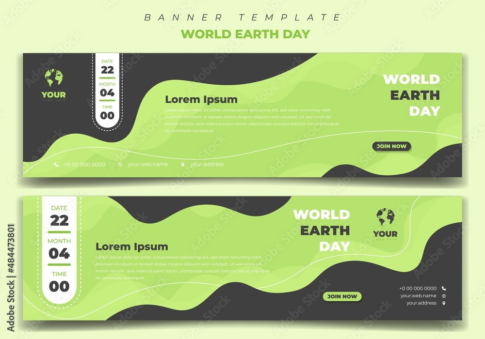 World earth day template with green background design. Landscape size ...