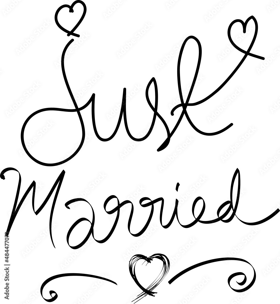 just married text hand drawn svg vector cutfile for cricut and ...