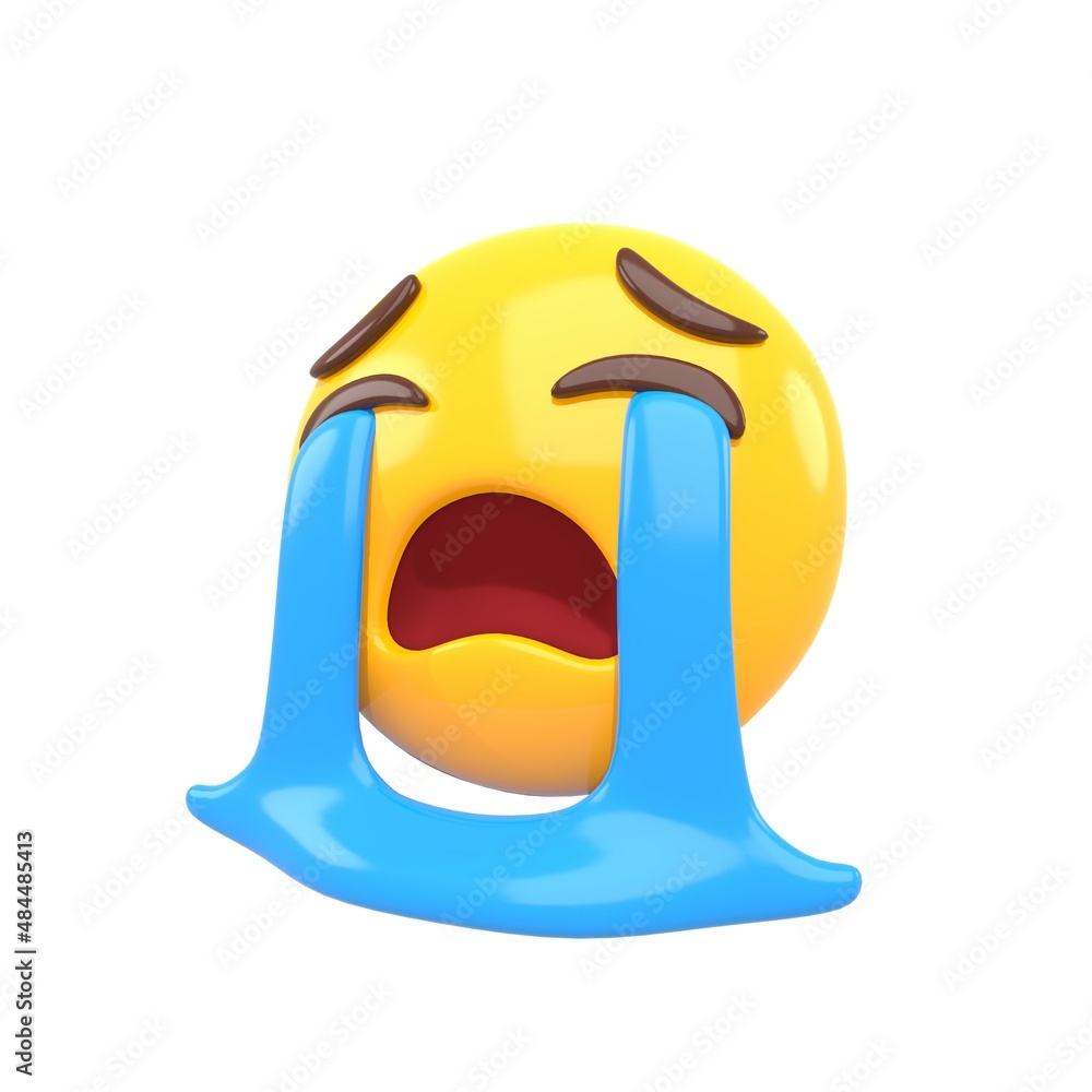 3d rendering sad crying emoji, emoji, smiley illustration isolated on ...